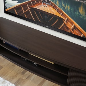 Curved Floating Wall Mount TV Stand Console - Curve - Espresso - Etsy