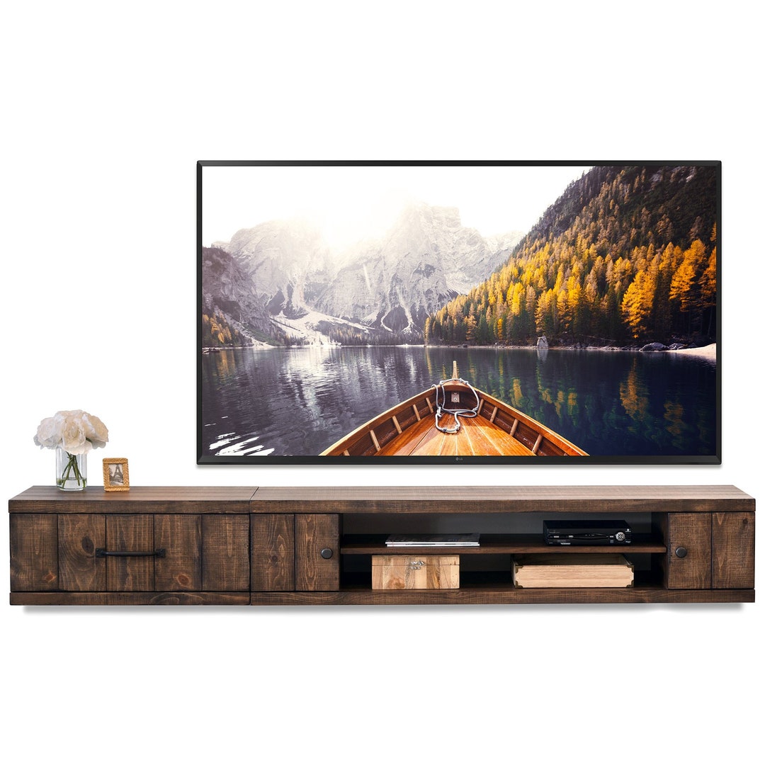 Rustic Floating TV Stand Wall Mount Console - Farmhouse - Spice - Etsy