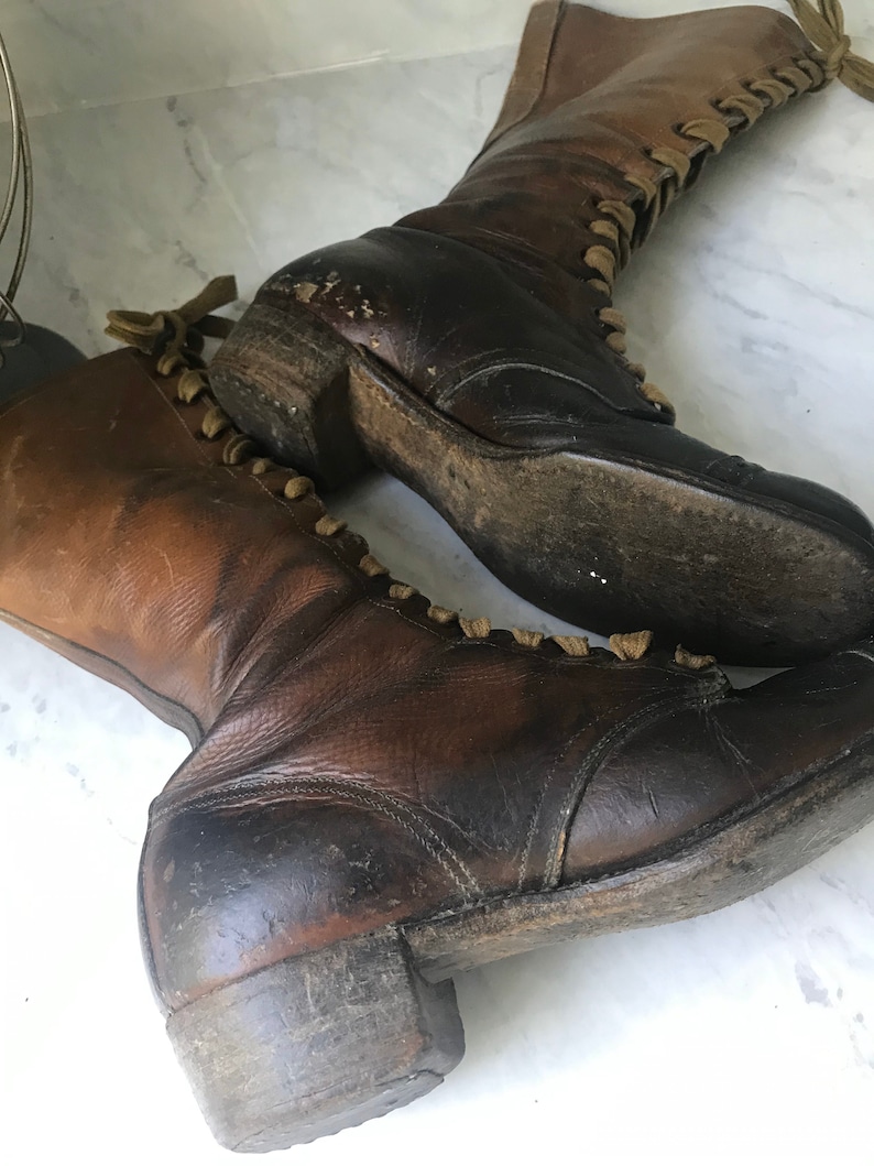 Rare Vintage Boots - Early 1900's Hiking Boots - Antique Tall Lace up ...
