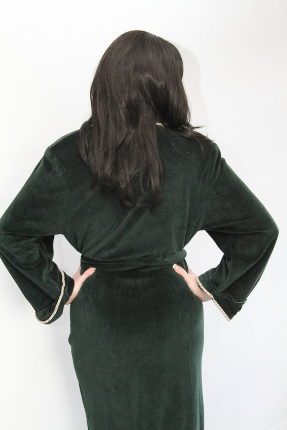 1980s Diamond Tea Velvet Full Length Dressing Robe, B… - Gem