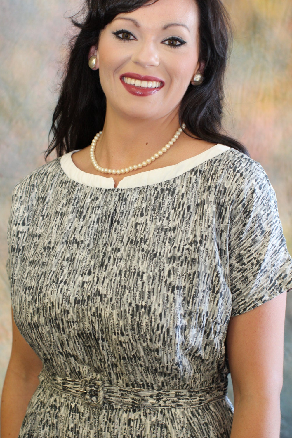 Vintage 1950' Modest Belted Secretary's Dress in Gray - Etsy