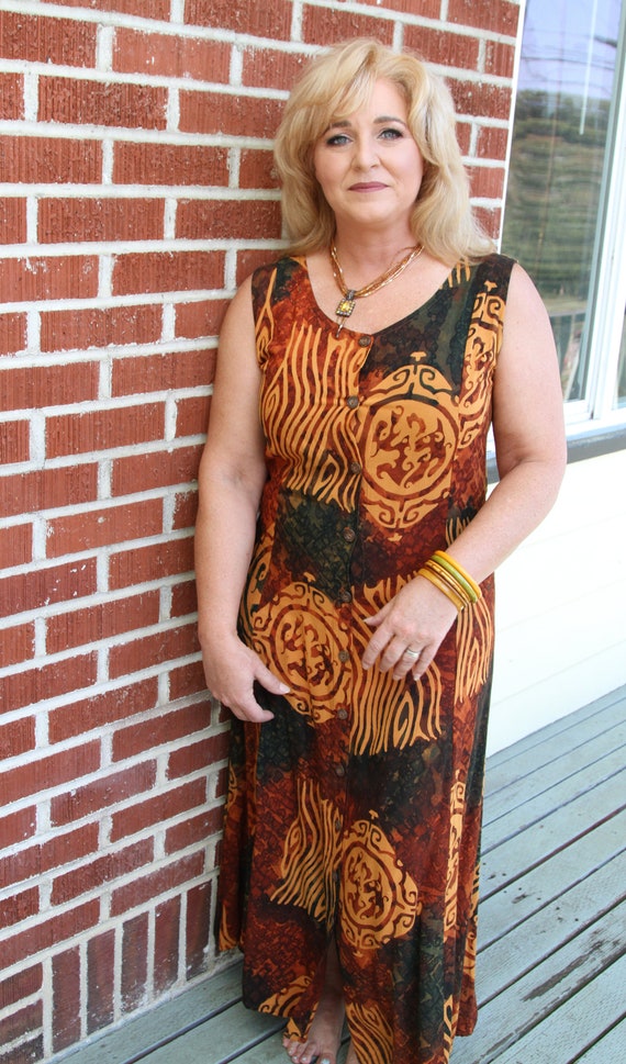 Vintage Batik Sun Dress by Silver Moon Creations Maui… - Gem