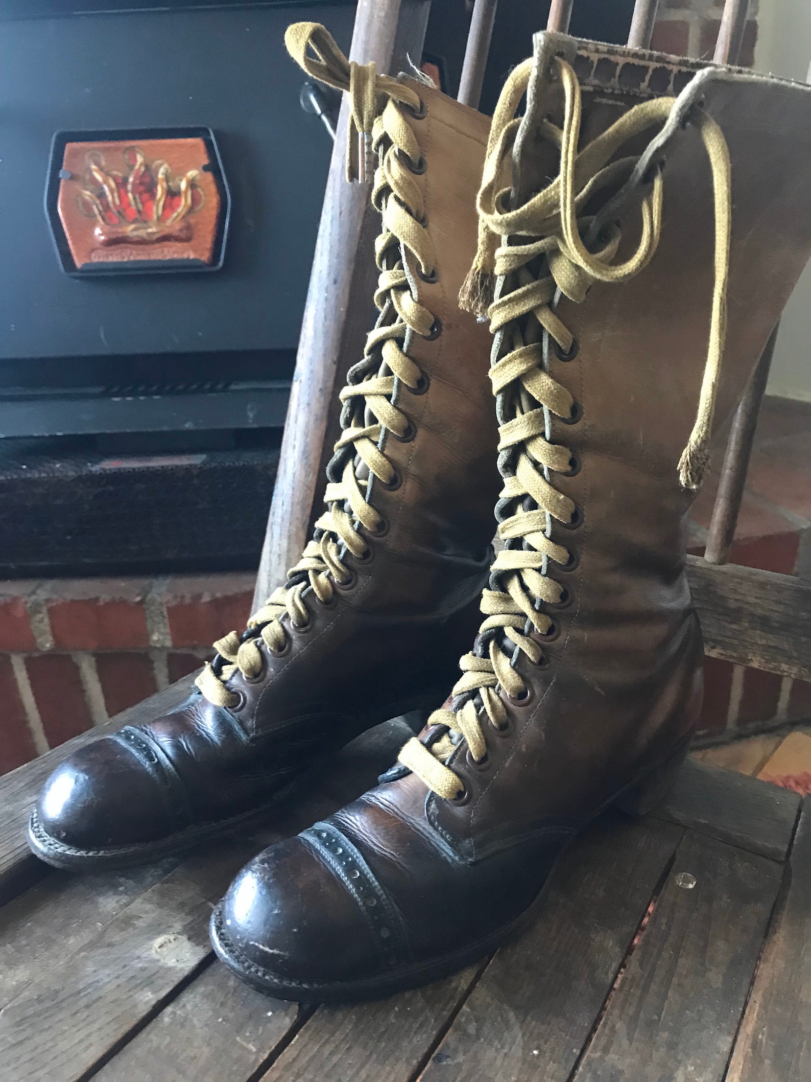 Rare Vintage Boots - Early 1900's Hiking Boots - Antique Tall Lace up ...