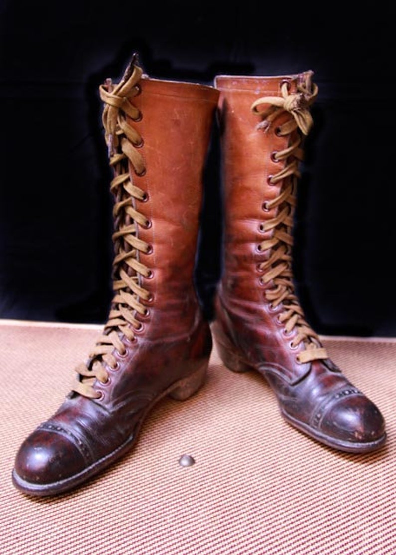 Rare Vintage Boots - Early 1900's Hiking Boots - Antique Tall Lace up ...