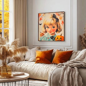 1950's Vintage Retro Halloween Little Girl Fall Art Print PDF for ...
