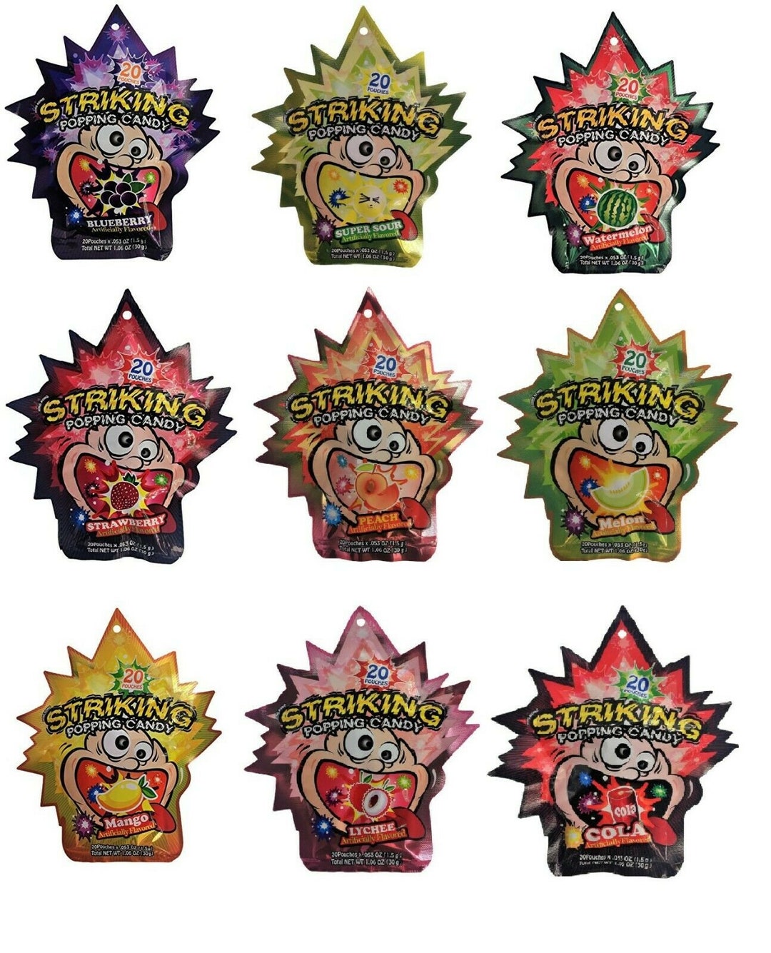 Striking Popping Candy Popping Candies Assorted Flavors 20 Individual ...