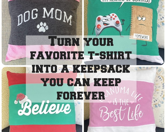 Custom Memory Pillow Made From T Shirt or Sweatshirt - Made to Order ...