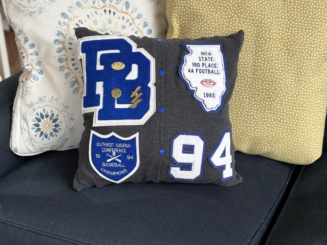Custom Vintage Varsity Letter Memory Pillow - Made With YOUR Varsity ...
