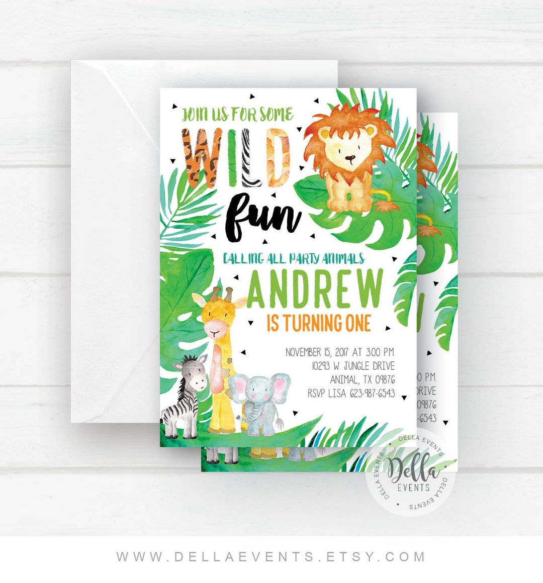 Jungle Invitation, Jungle Invite, Safari Invitation, Safari Invite ...