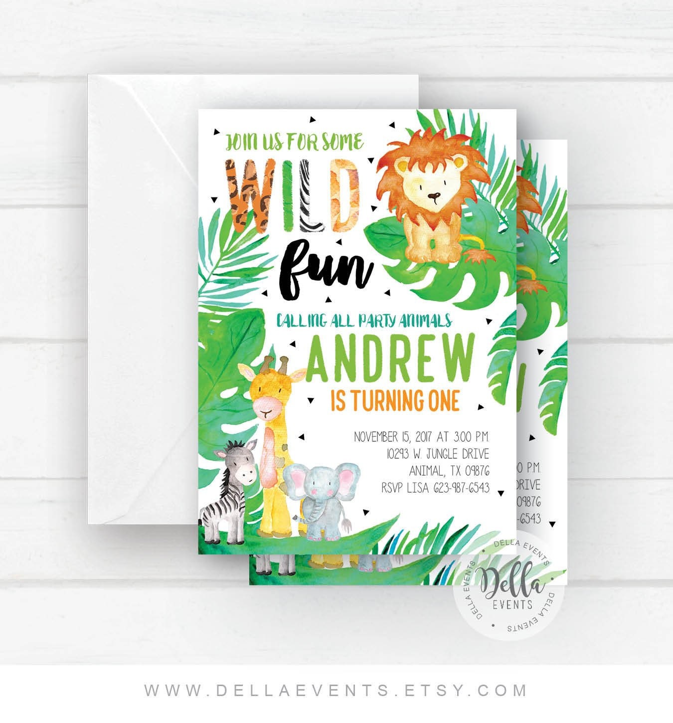 Jungle Invitation Jungle Invite Safari Invitation Safari | Etsy