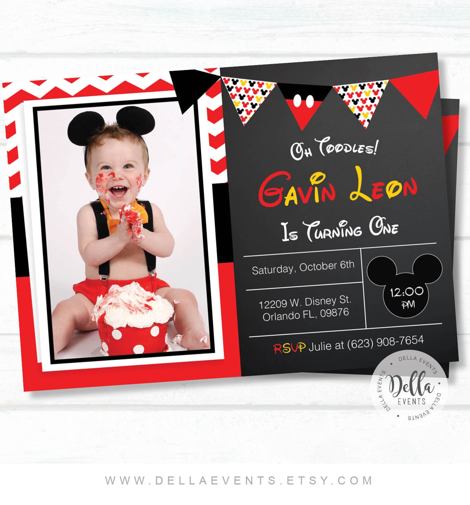 Mickey Mouse Invitation Mickey Mouse Invite Mickey - Etsy
