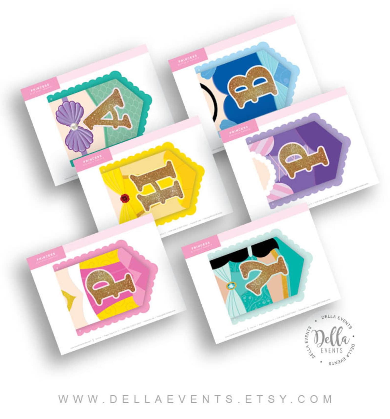 Disney Princess Happy Birthday Banner Princess Banner - Etsy