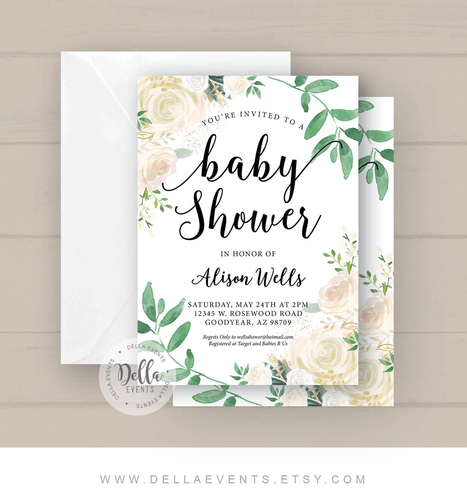 Baby Shower Invitation Baby Shower Invite Floral Baby Shower | Etsy