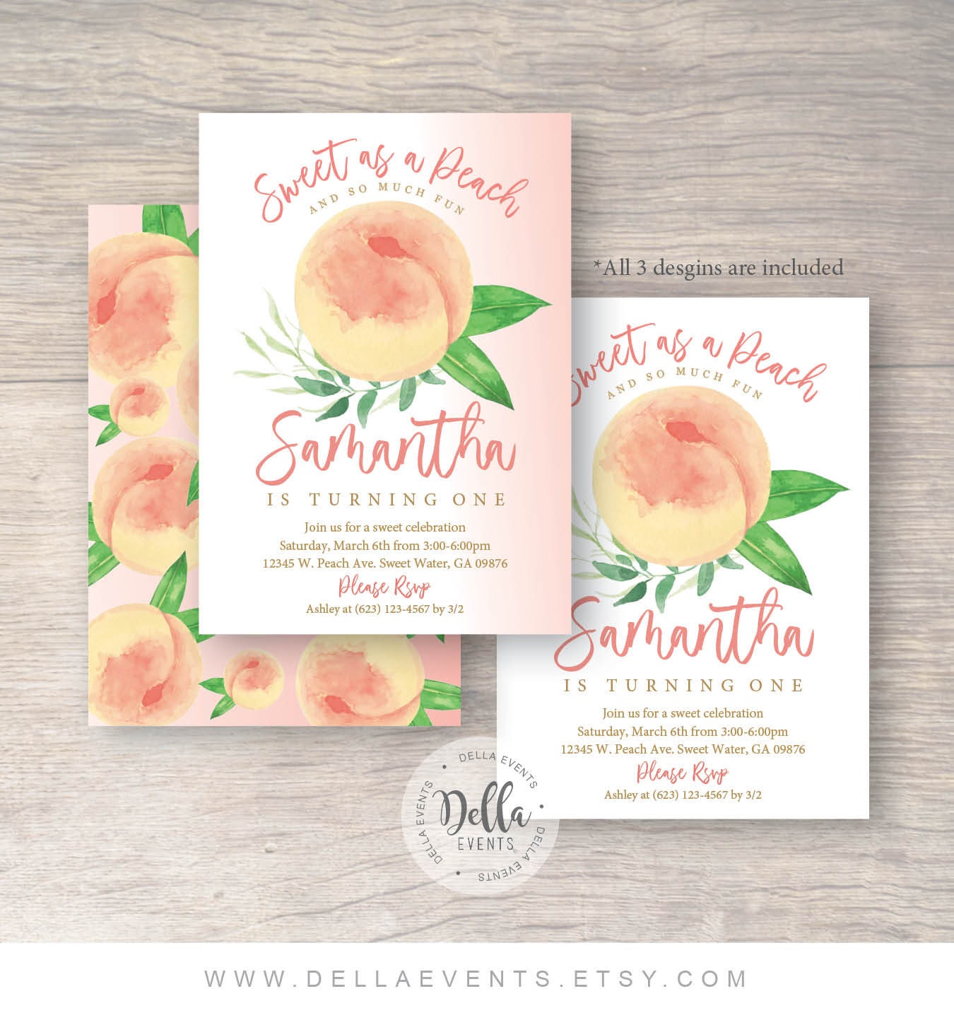Peach Birthday Invitations, Sweet as a Peach, 1st Birthday Invitations ...