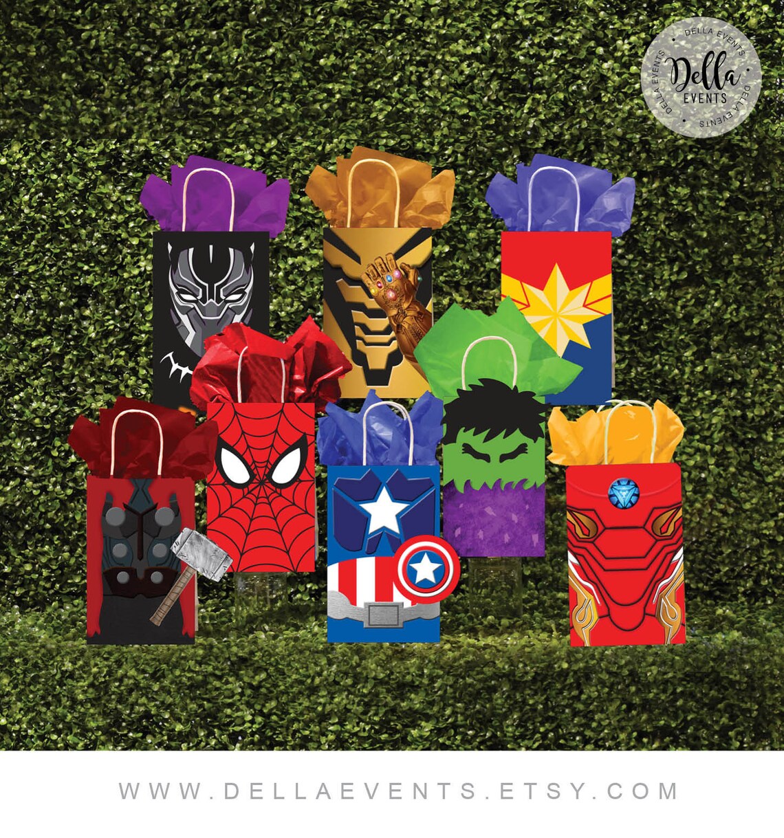 Avenger Gift Bag Fronts Superhero Birthday Party Avengers - Etsy