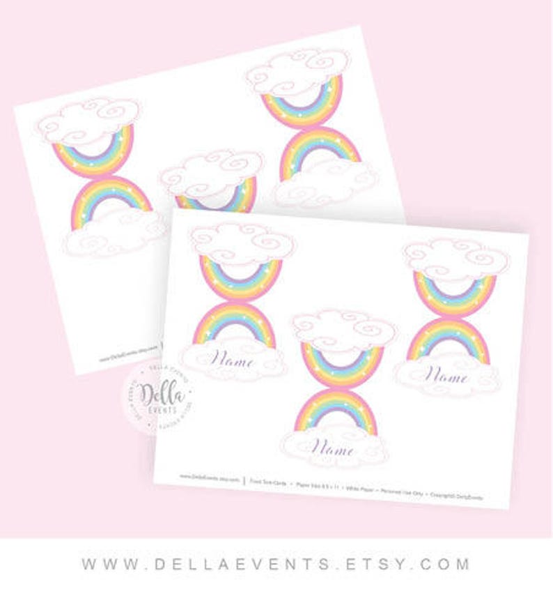 Unicorn Place Card, Rainbow Place Card, Unicorn Food Tent Card, Rainbow ...