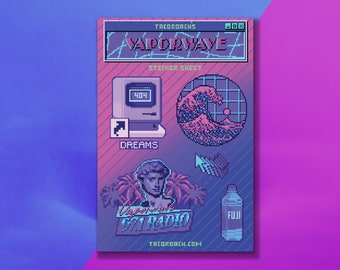 Pixel Art Synthwave Retrowave Sticker Sheet Vinyl Matte - Etsy
