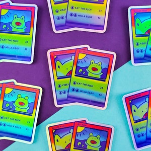Froggy Pokemon Card Inspired 90's Trading Cards Holographic Vinyl ...