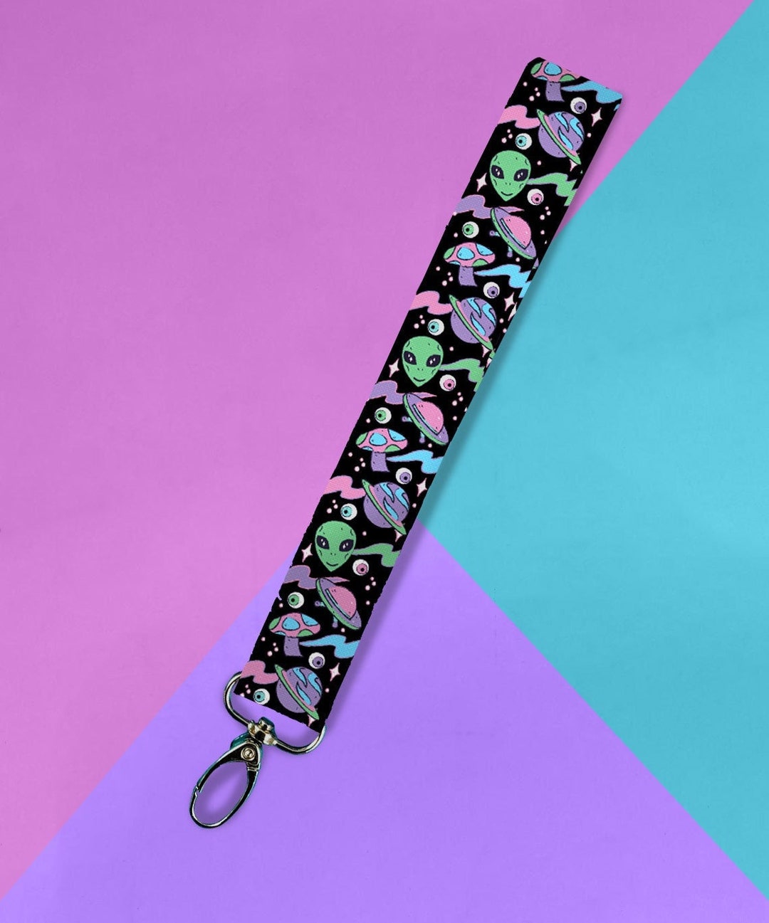 Funky Psychedelic Alien Rave Space Keychain Wristlet Short Lanyard - Etsy