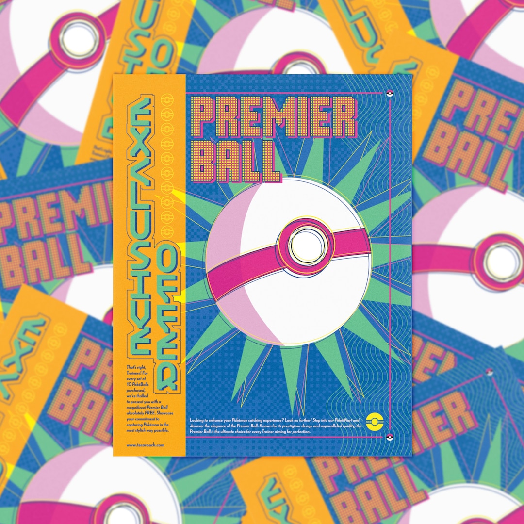Premier Ball Pokémon Advert Fanart Poster Print 8.5x11 - Etsy