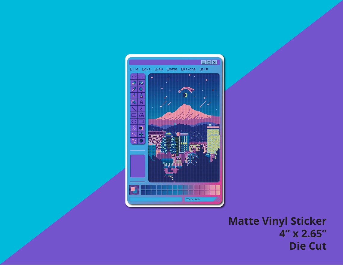 Vaporwave Aesthetic Pixel Art Cityscape MS Paint Inspired | Etsy
