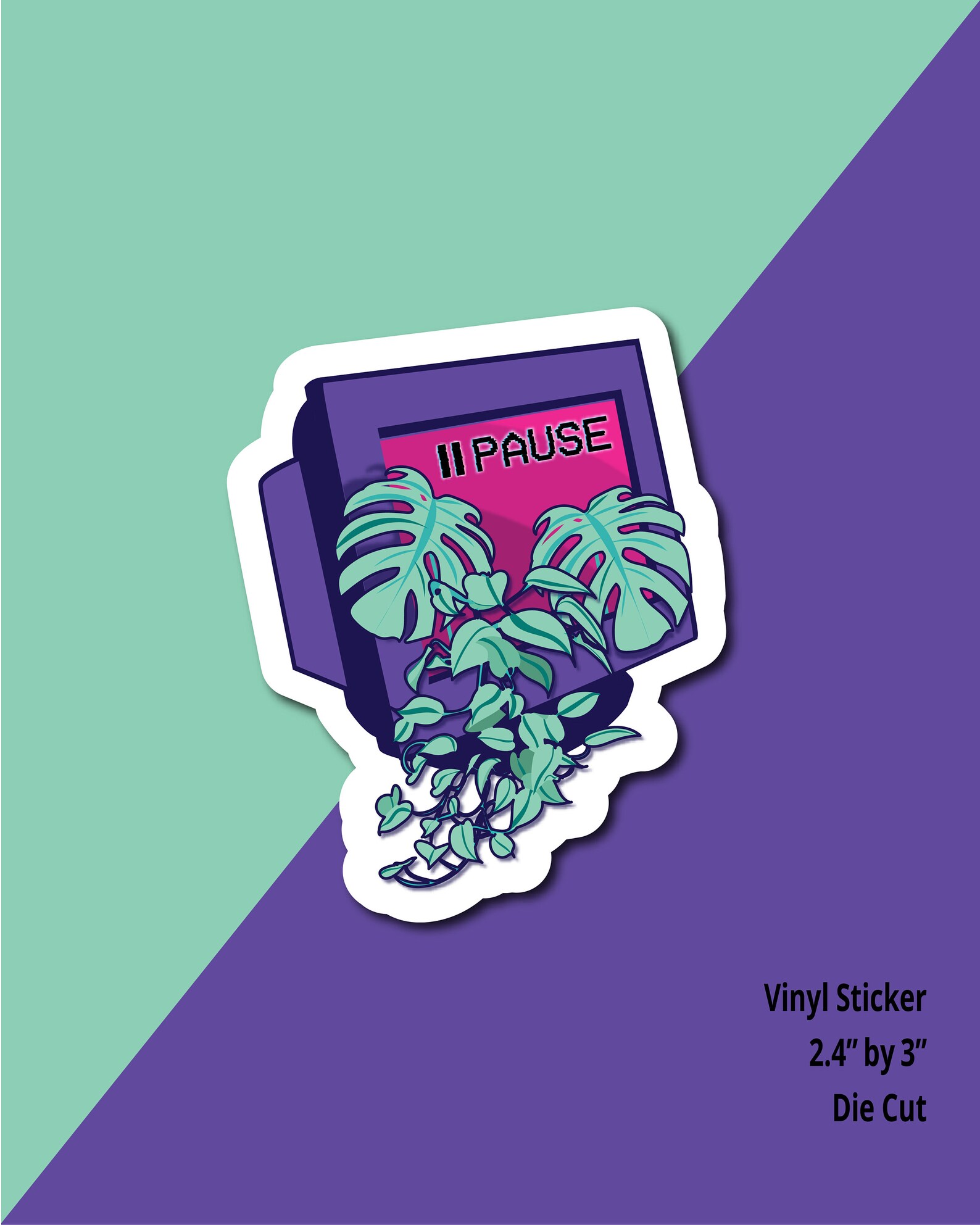 Vaporwave Retro Aesthetic Plant Vinyl Sticker - Monstera, Pothos - Etsy