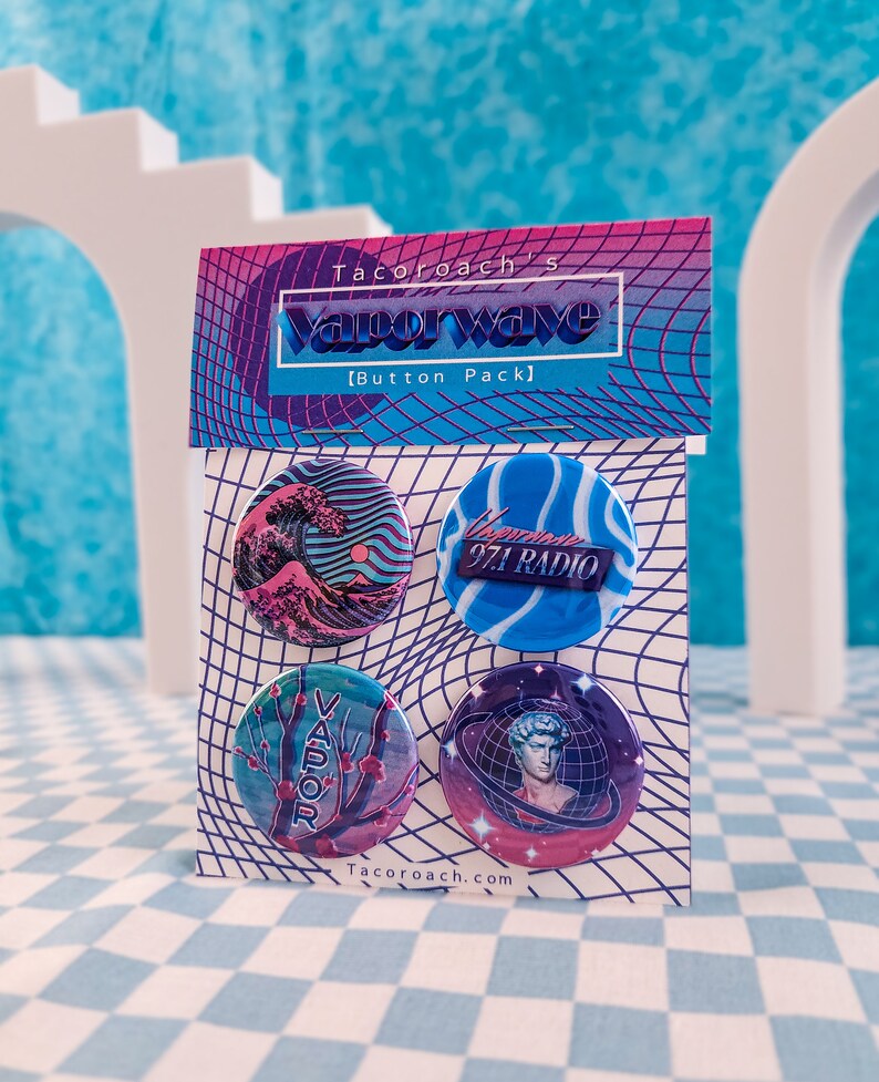 Vaporwave Retrowave Aesthetic 1.5 Button Pack - Etsy