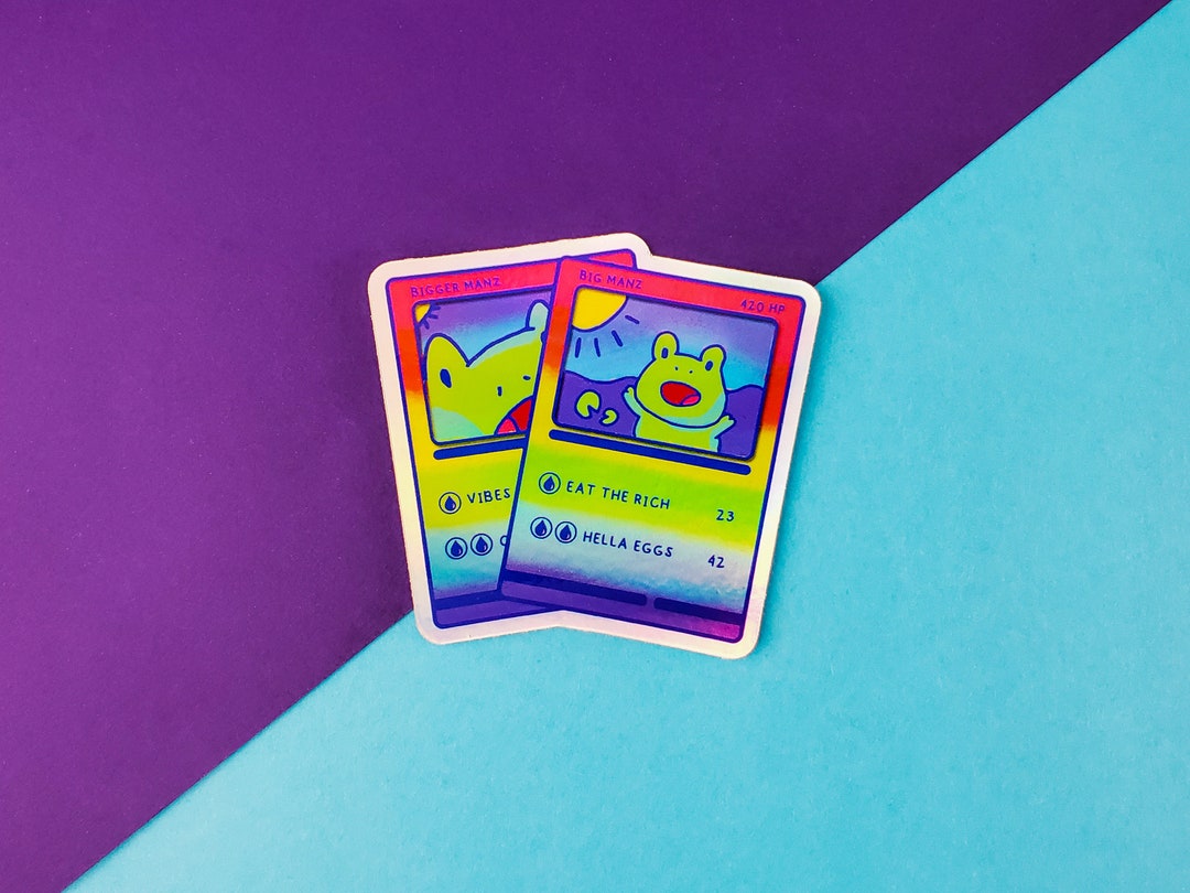 Froggy Pokemon Card Inspired 90's Trading Cards Holographic Vinyl ...