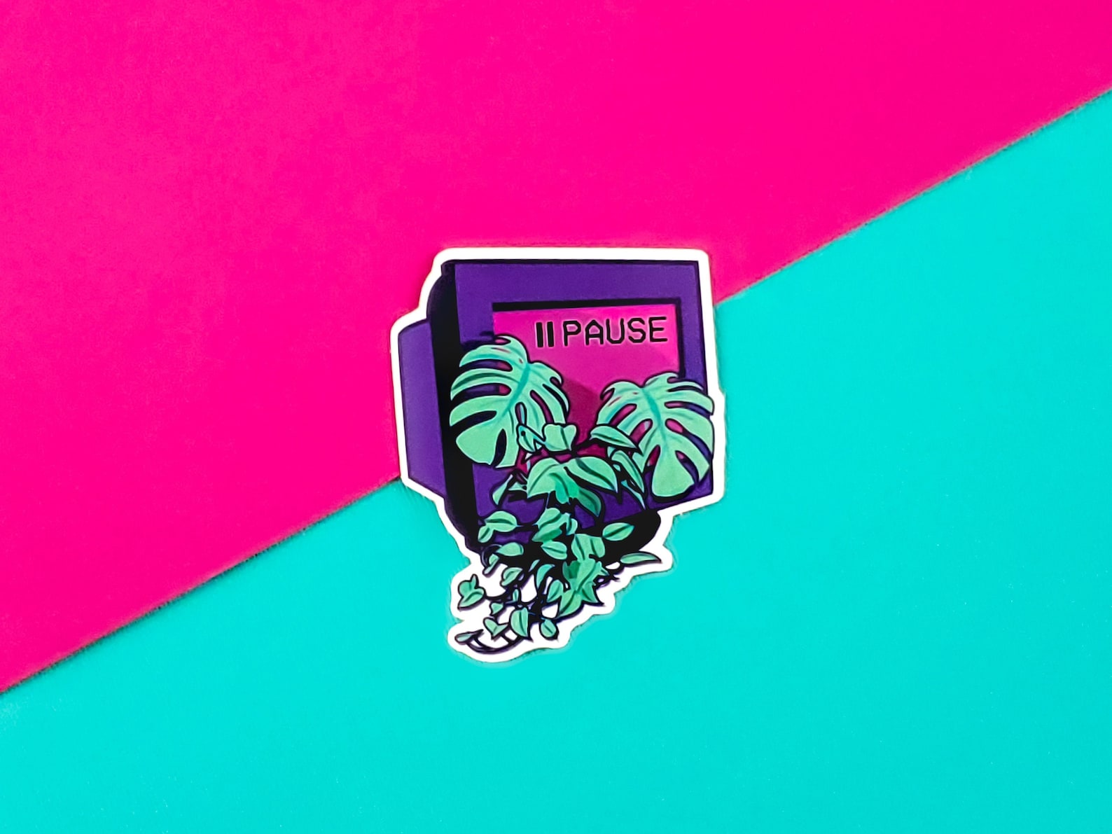 Vaporwave Retro Aesthetic Plant Vinyl Sticker - Monstera, Pothos - Etsy