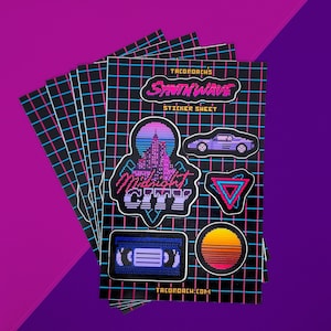 Pixel Art Synthwave Retrowave Sticker Sheet - Vinyl, Matte - Etsy