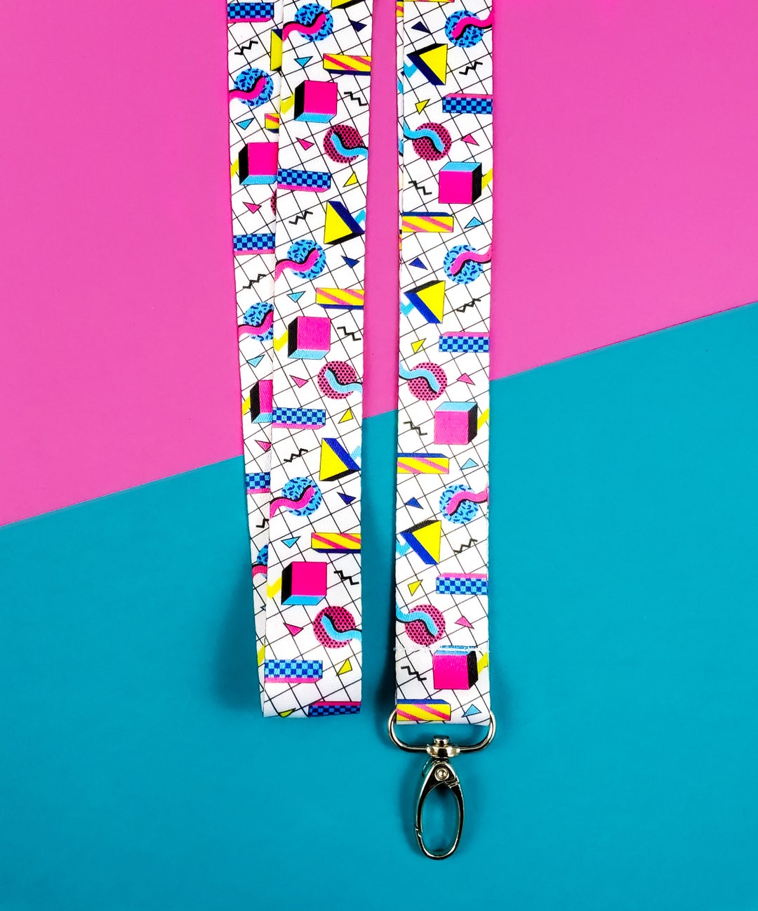 Retro Memphis Design 80's 90's Geometric Inspired Lanyard W/ Lobster ...