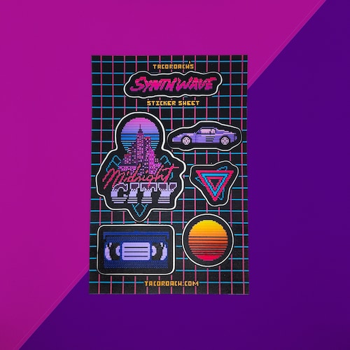 Pixel Art Vaporwave Retrowave Sticker Sheet Vinyl Matte - Etsy