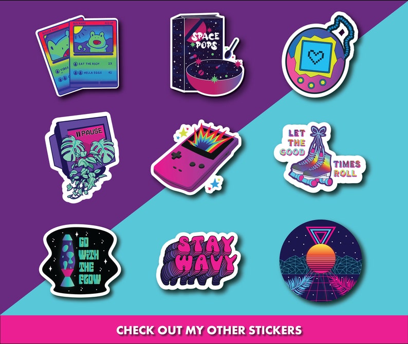 Vaporwave Retro Aesthetic Plant Vinyl Sticker - Monstera, Pothos - Etsy