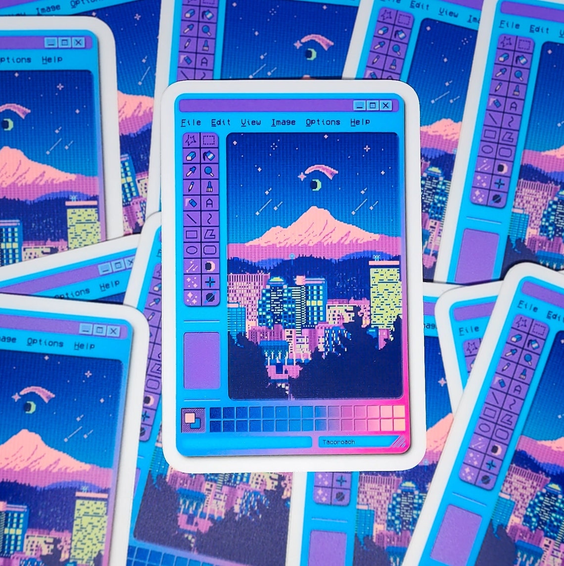 Vaporwave Aesthetic Pixel Art Cityscape MS Paint Inspired - Etsy