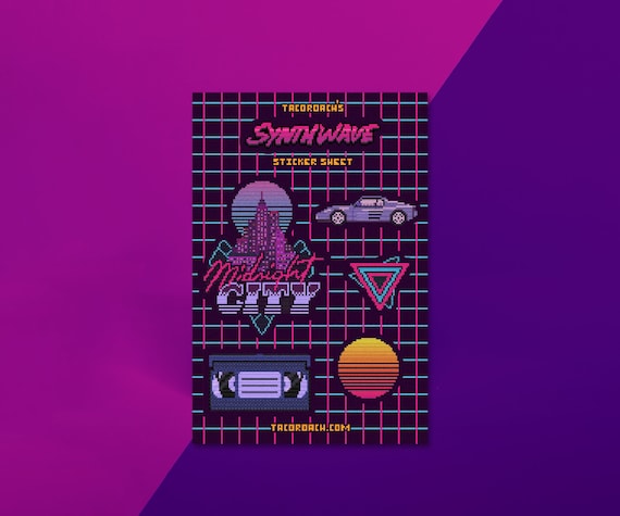 Pixel Art Synthwave Retrowave Sticker Sheet Vinyl Matte - Etsy UK