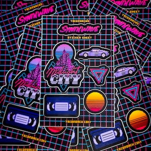 Pixel Art Synthwave Retrowave Sticker Sheet - Vinyl, Matte - Etsy