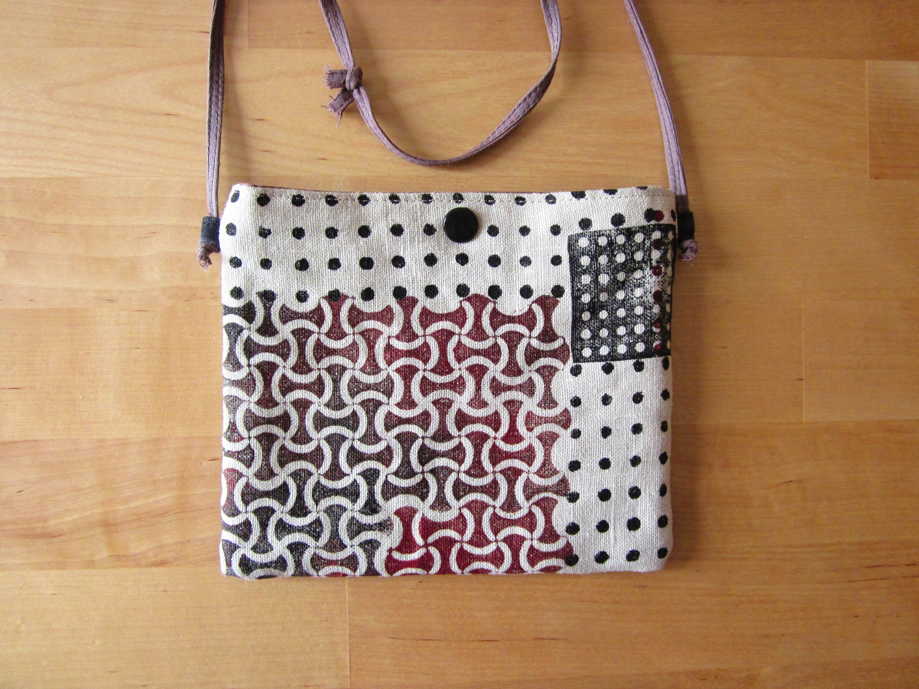 Small Linen Neck Bag, Face Mask Pouch, Neck Pouch, Hand Printed Bag ...