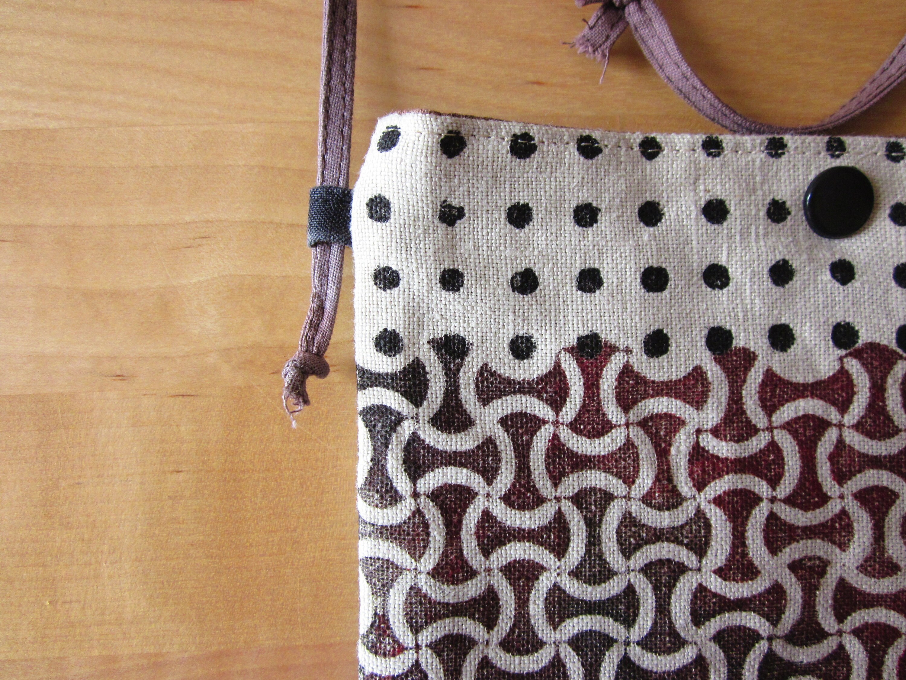 Small Linen Neck Bag, Face Mask Pouch, Neck Pouch, Hand Printed Bag ...