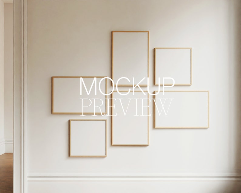 Gallery Wall Mockup | Frame Mockup | 6 Frame Gallery Wall Mockup | Thin ...