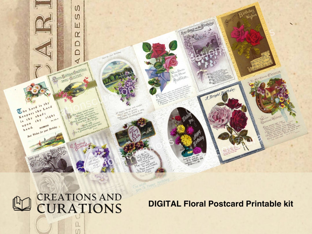 Vintage Floral Postcards, Antique Floral Postcards Theme, Floral ...