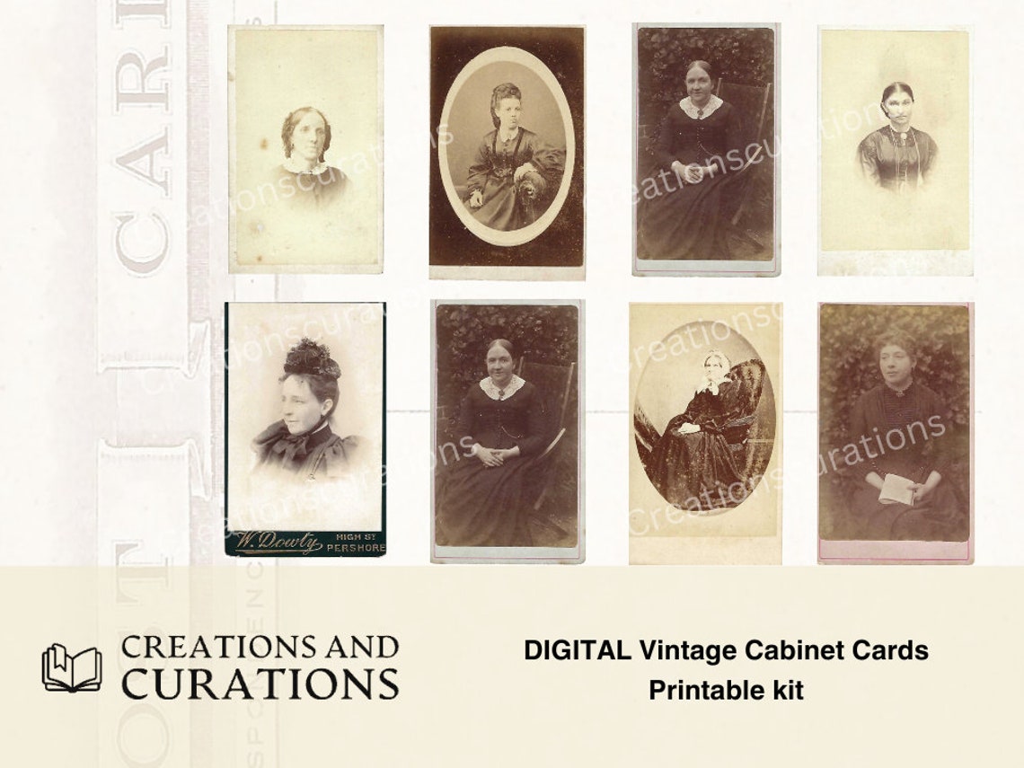 Vintage Cabinet Cards, Digital Vintage Portraits, 8 Gentlemen Portraits ...