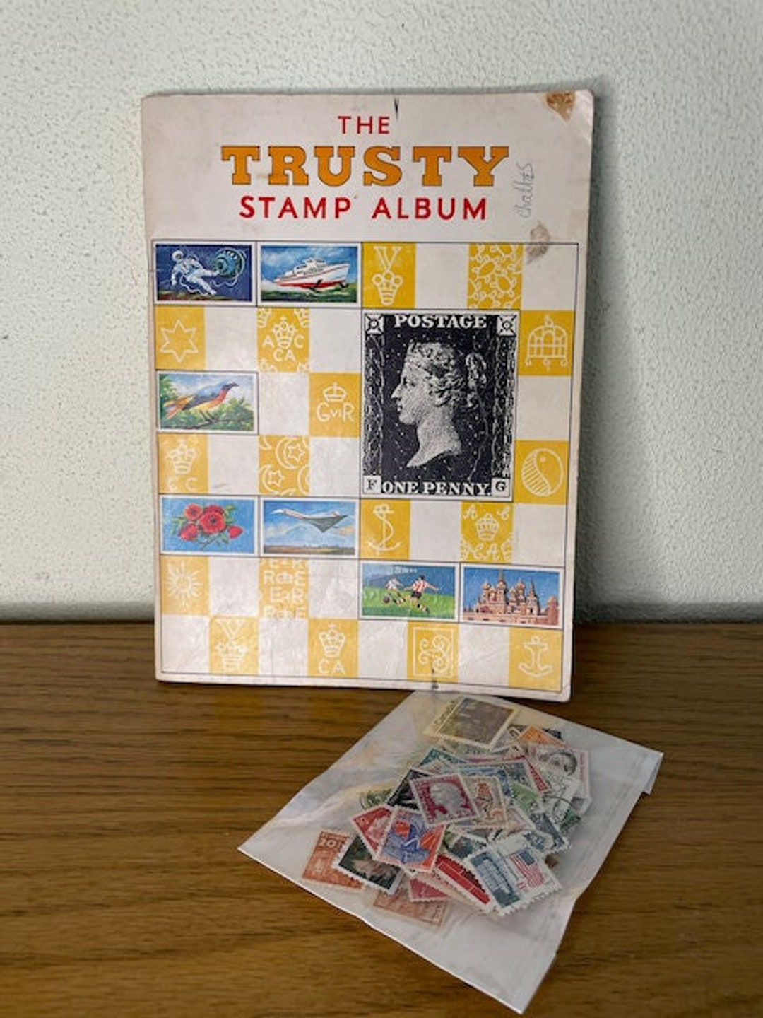The Trusty Stamp Album, Plus 100 World Postage Stamps, Vintage Stamp ...