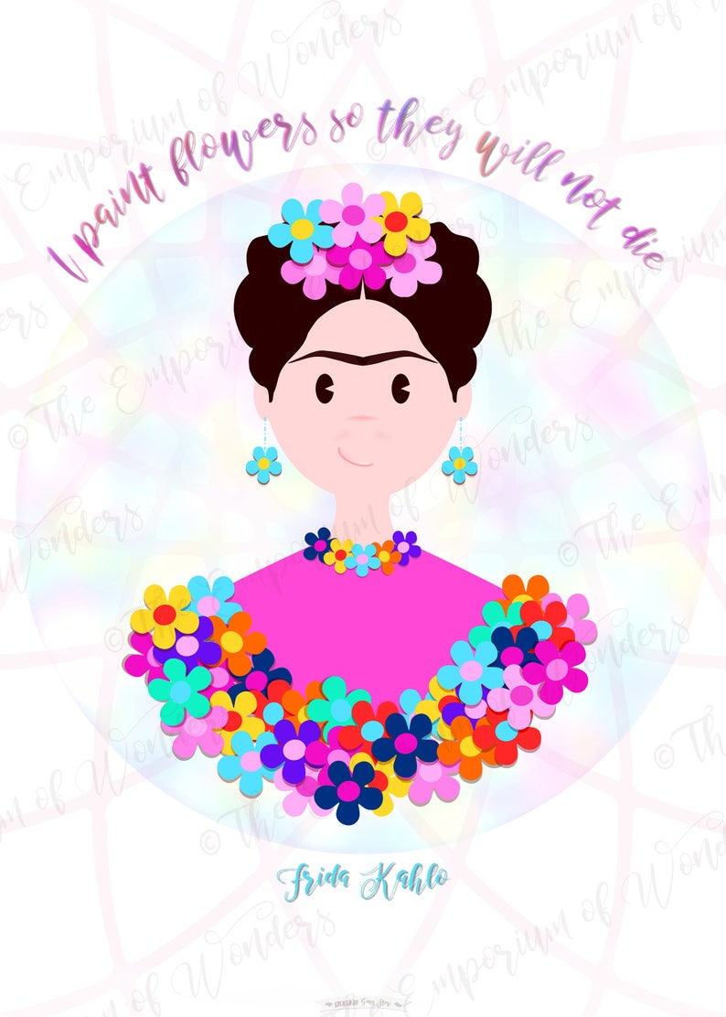 Printable Poster "frida and the Flowers" 50x70 Cm, Digital Poster ...
