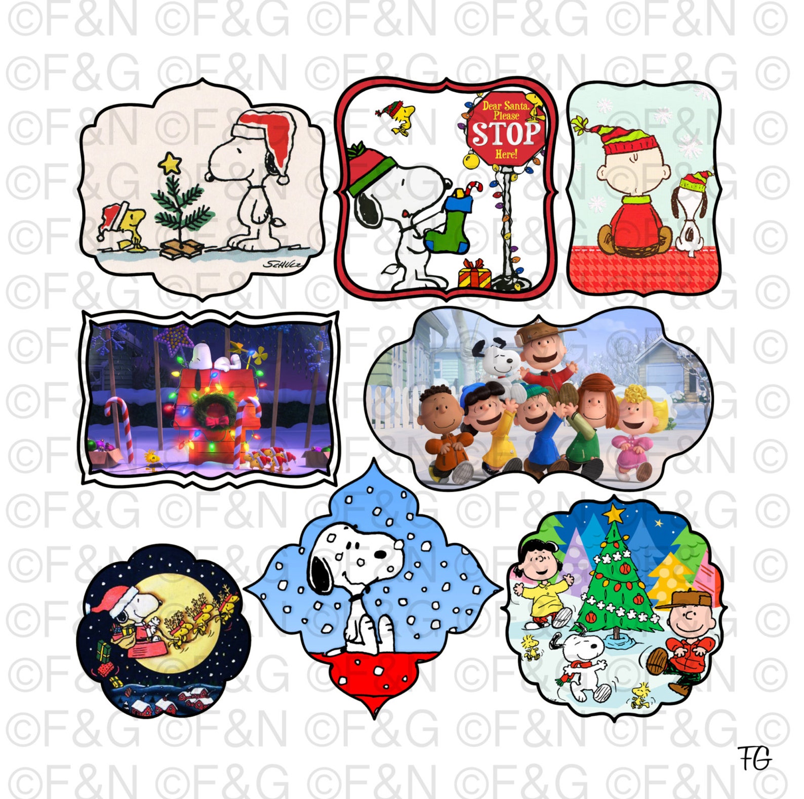 TAG - Etichette NATALIZIE dei PEANUTS, Gafiche Digitali, Natale ...