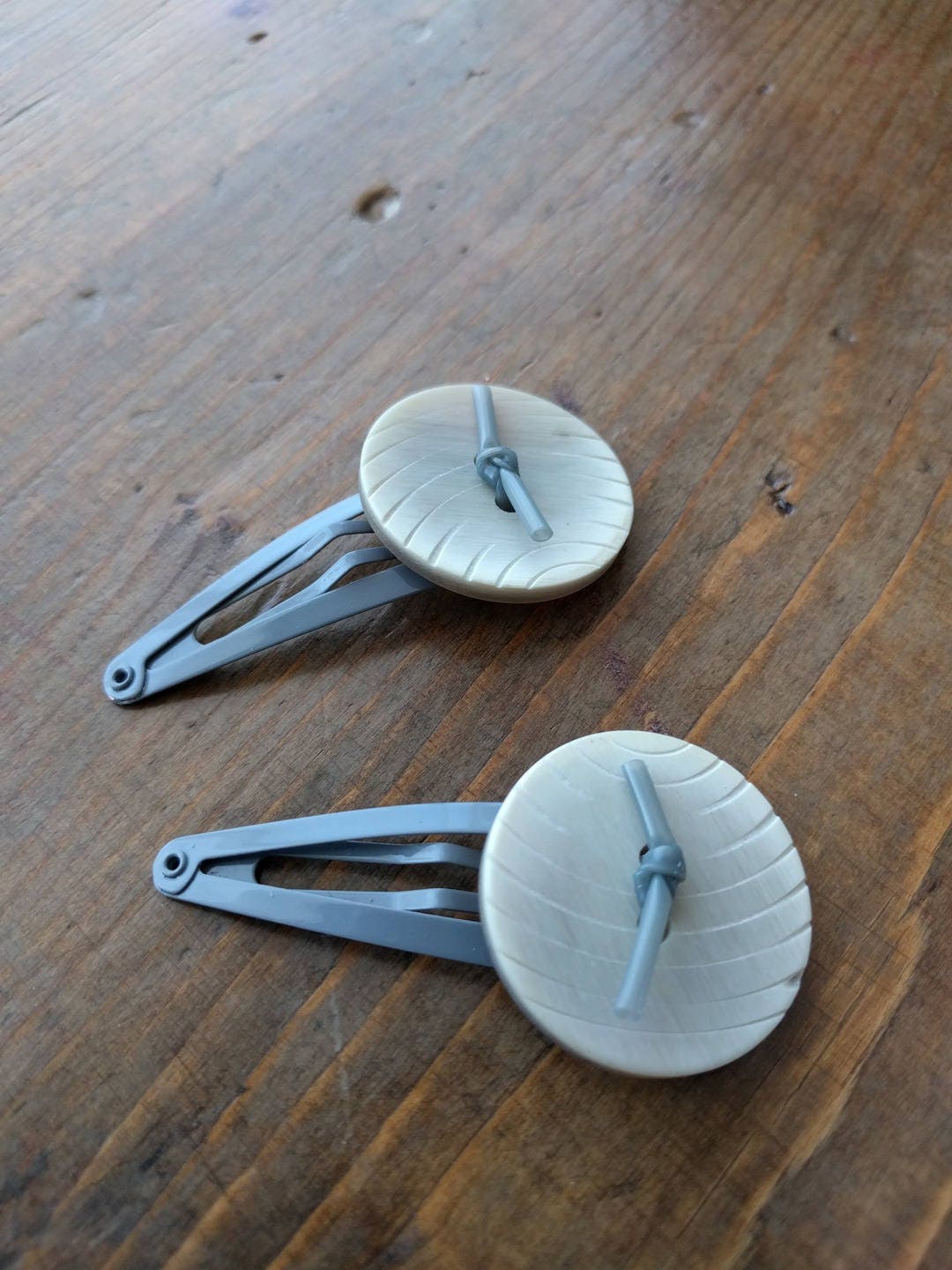 Grey Hair Clip Made With a Gray Button and Grey Plastic - Etsy