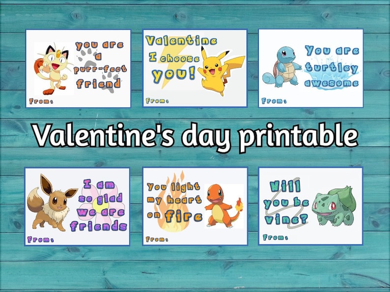 Pokemon Valentine's Day Cards - Etsy