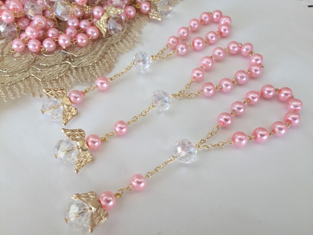 60 Pcs Angel Baptism Favors/ Pink Crystal Pearls /communion Favors ...