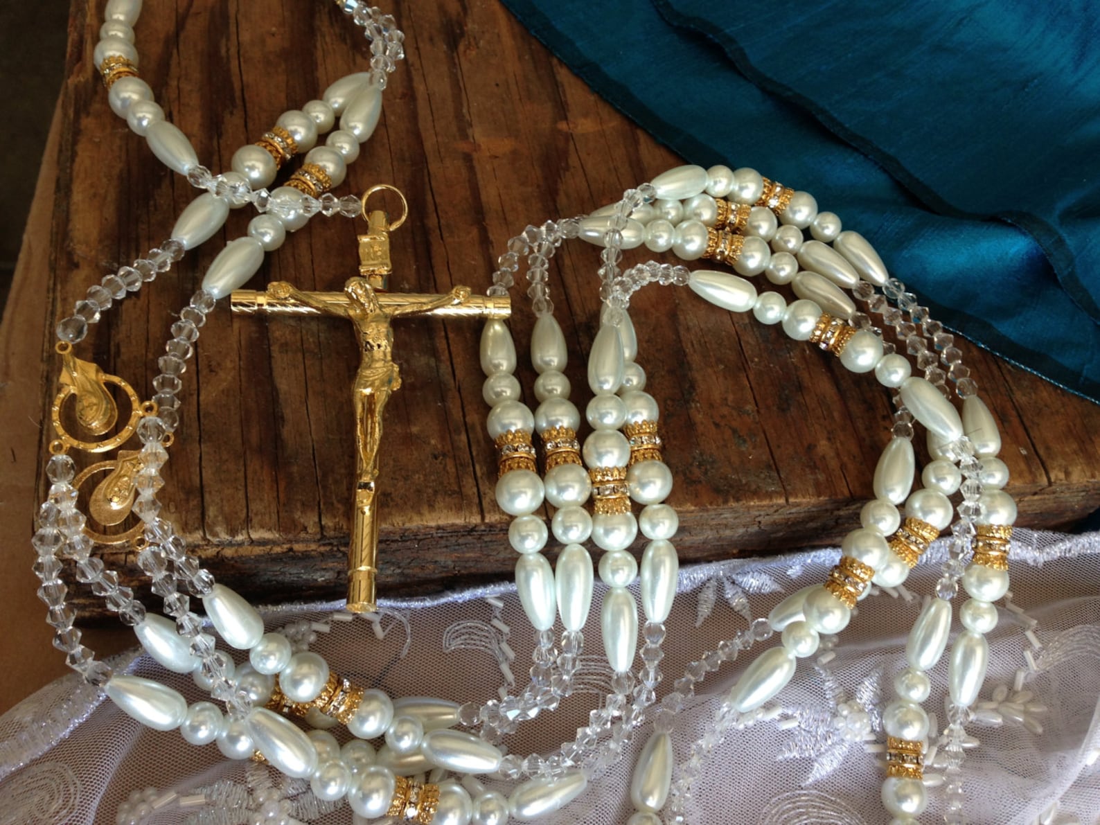 Crystal Pearls Wedding Lasso Gold Plated/lasso De Bodas En - Etsy