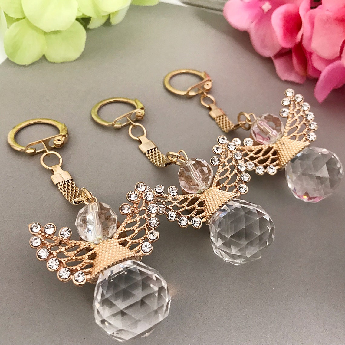24 Angel Keychains for Baptism Favors With 24 Organza Bags - Etsy