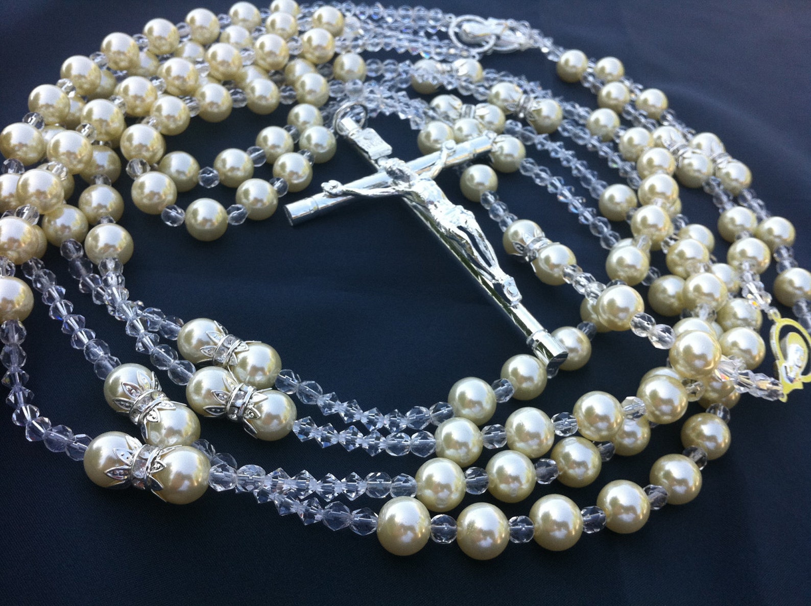 Crystal Pearls Wedding Lasso Silver Plated /lasso De Bodas En Perlas De ...